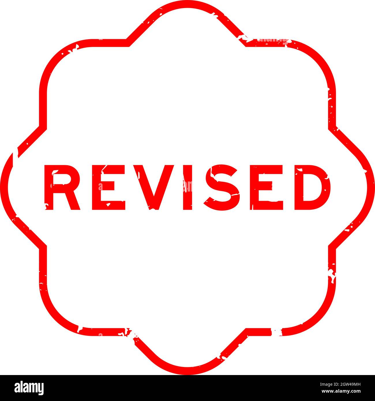 Grunge red revised word rubber seal stamp on white background Stock ...
