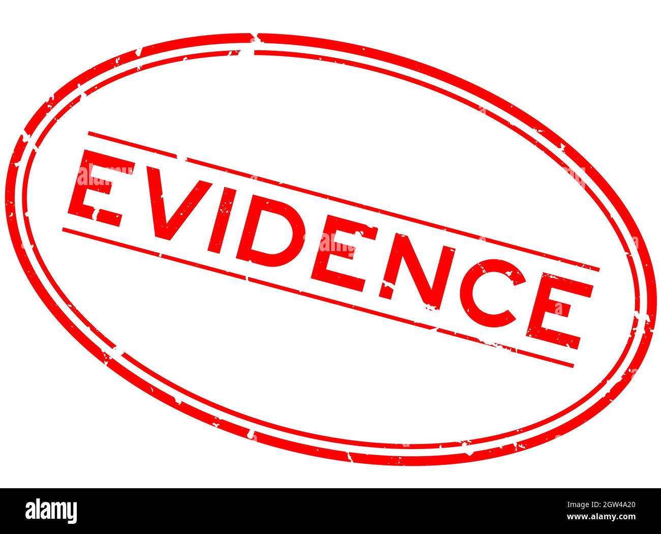 Grunge red evidence word oval rubber seal stamp on white background ...