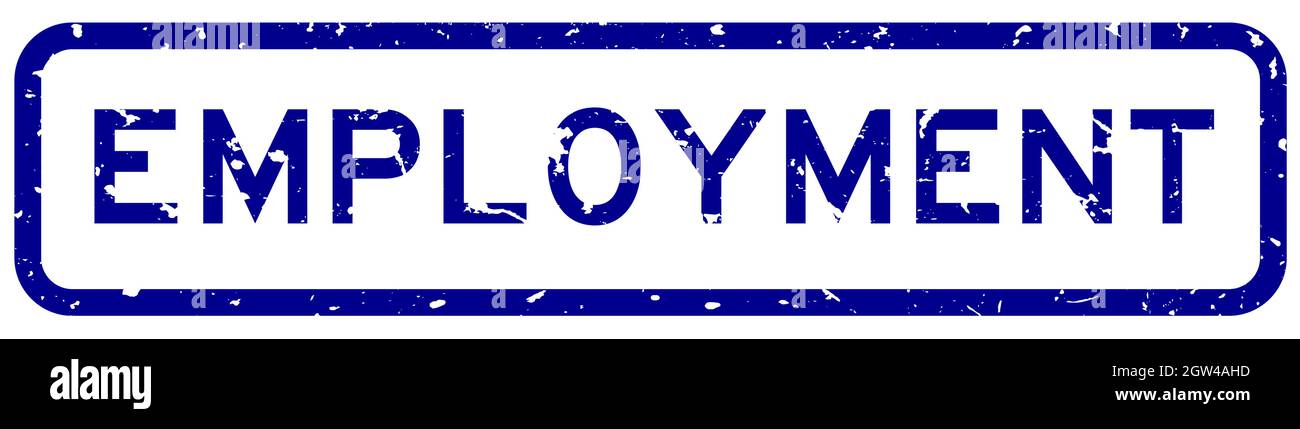 Grunge blue employment word square rubber seal stamp on white ...