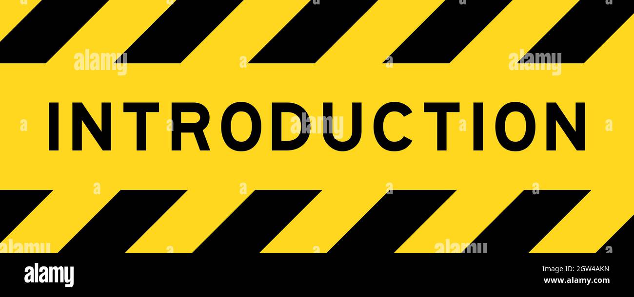 Yellow and black color with line striped label banner with word ...