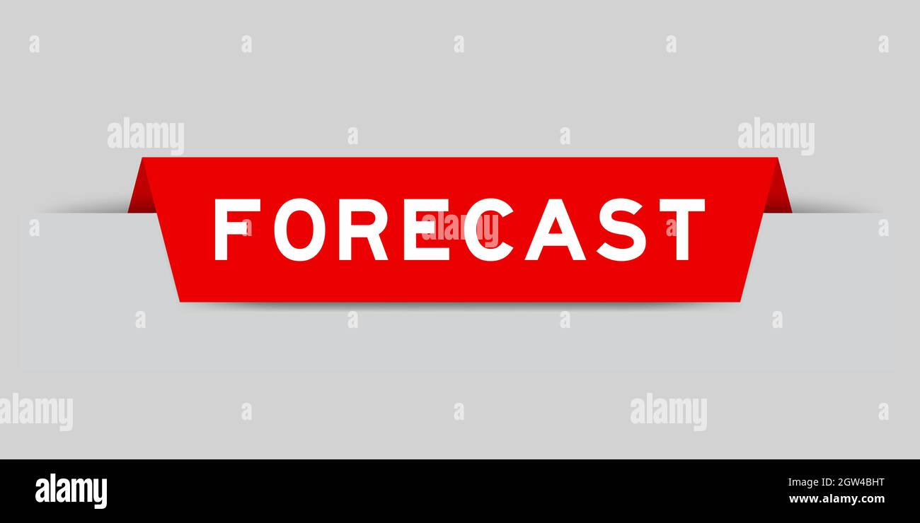 Red color inserted label with word forecast on gray background Stock ...