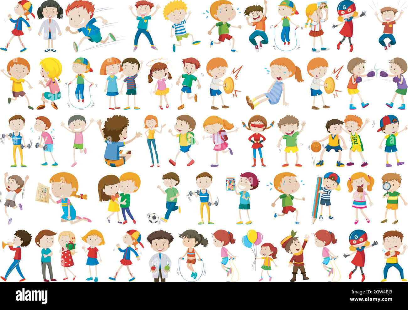 Set school girl playing Cut Out Stock Images & Pictures - Alamy