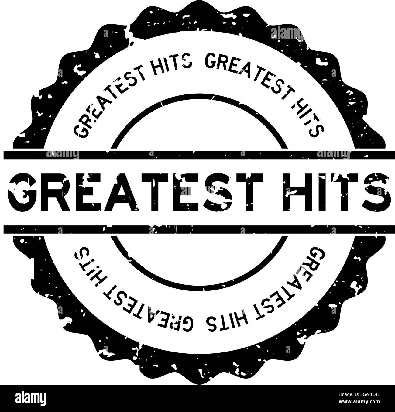 Grunge black greatest hits word round rubber seal stamp on white ...