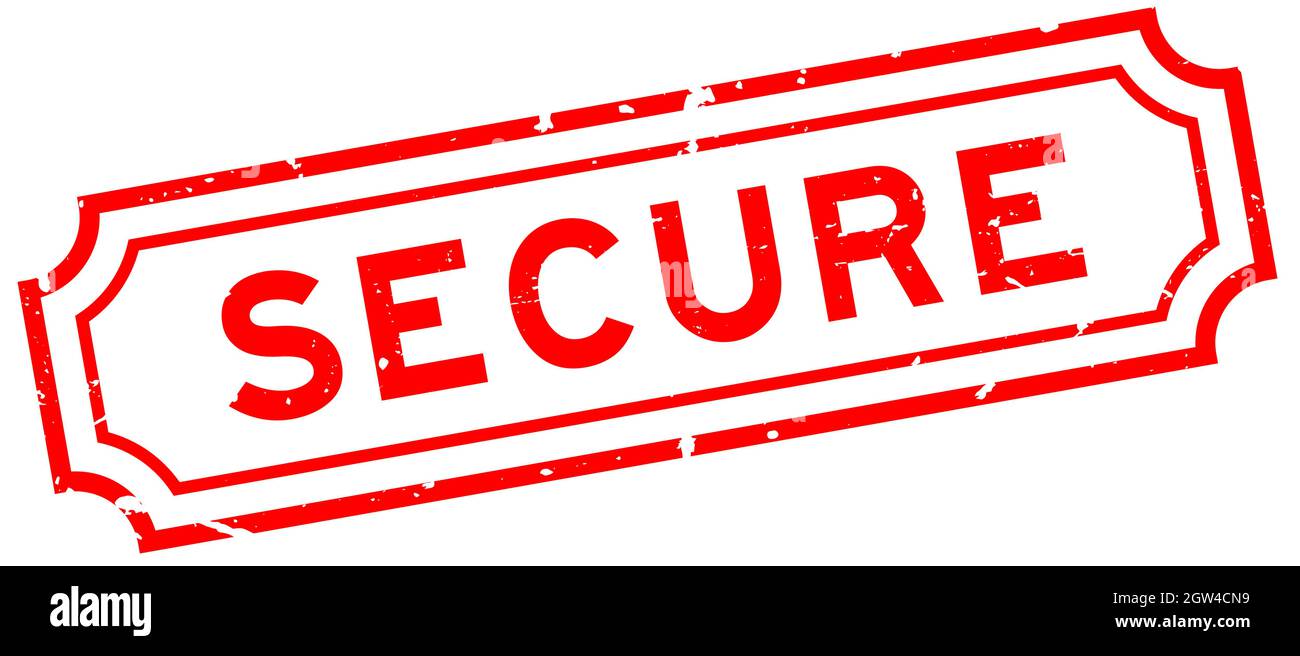 Grunge red secure word square rubber seal stamp on white background ...