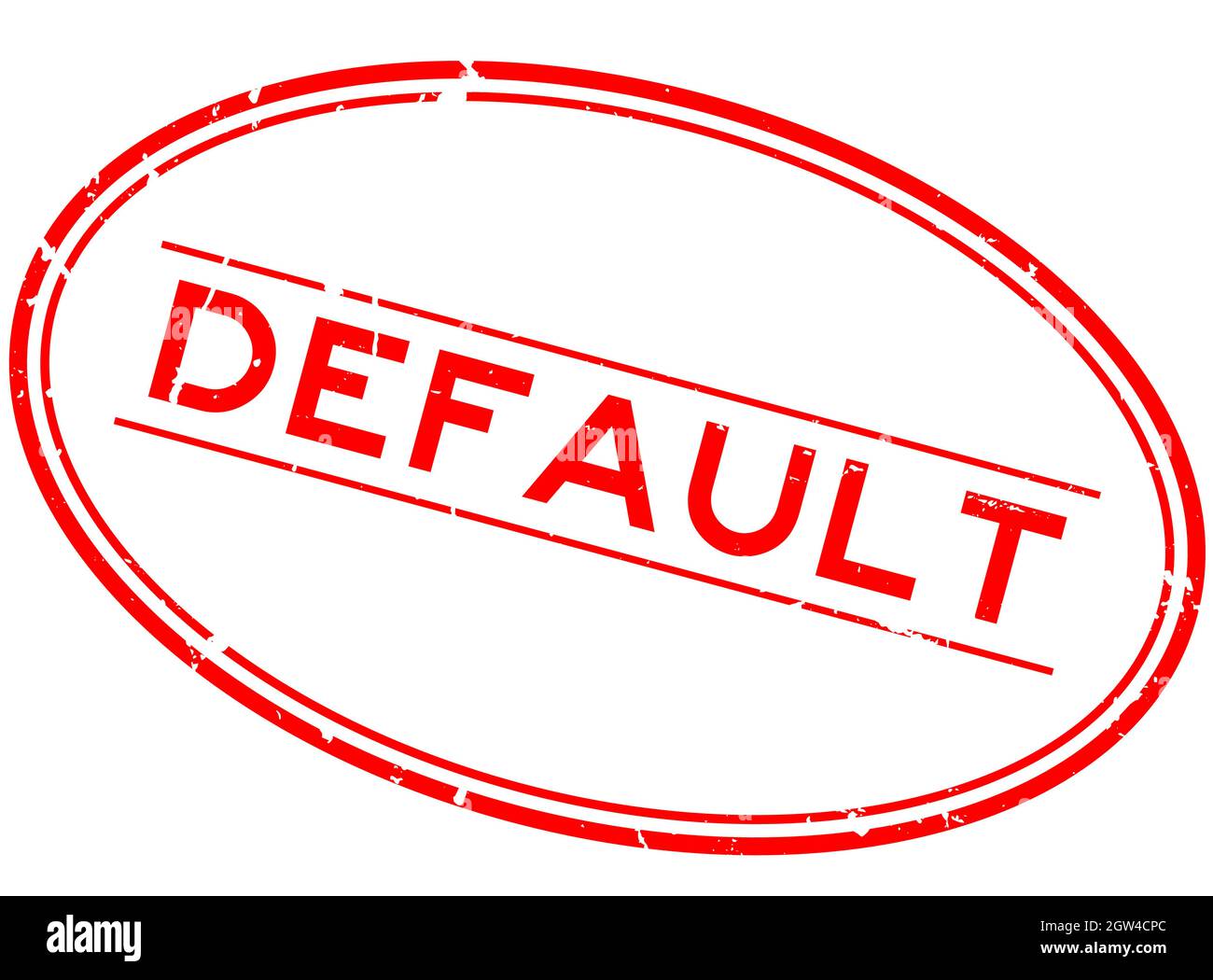 Grunge red default word oval rubber seal stamp on white background ...