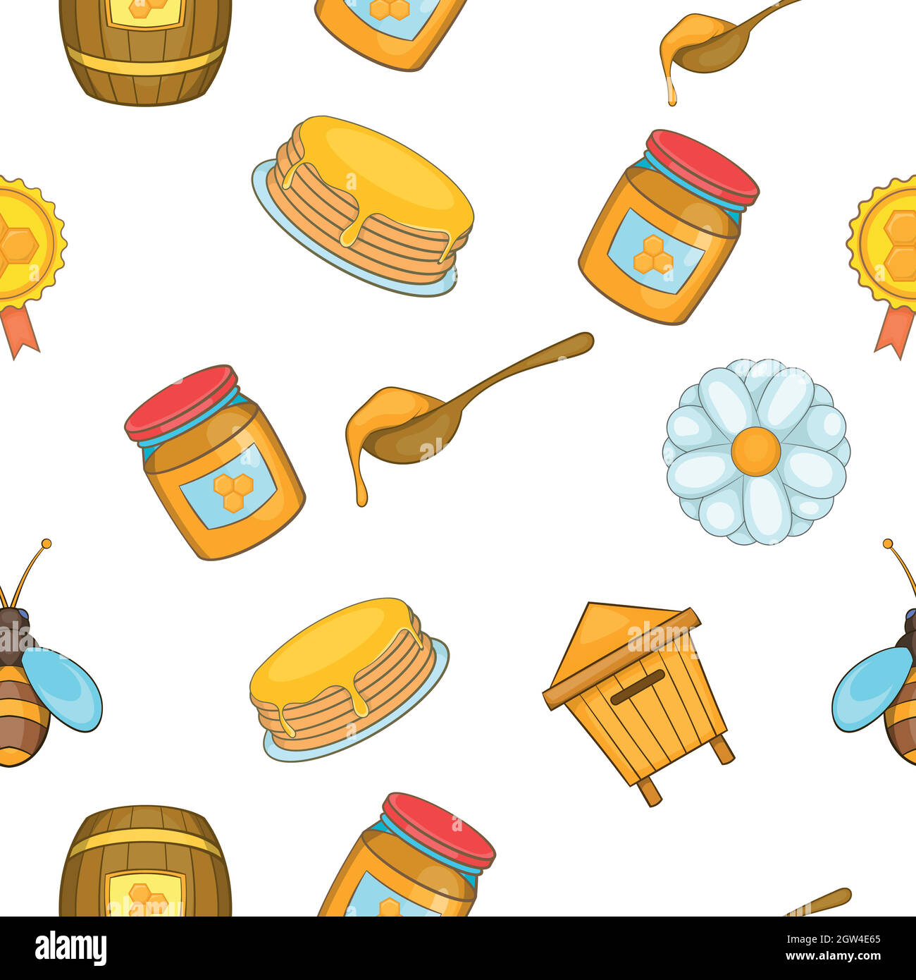 Honey pattern, cartoon style Stock Vector Image & Art - Alamy