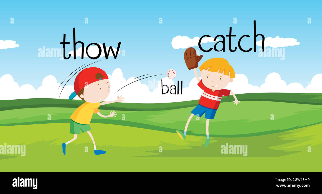 Throwing throw catching catch the ball Stock Vector Images - Alamy