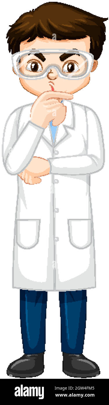 A boy cartoon character wearing laboratory coat Stock Vector Image ...