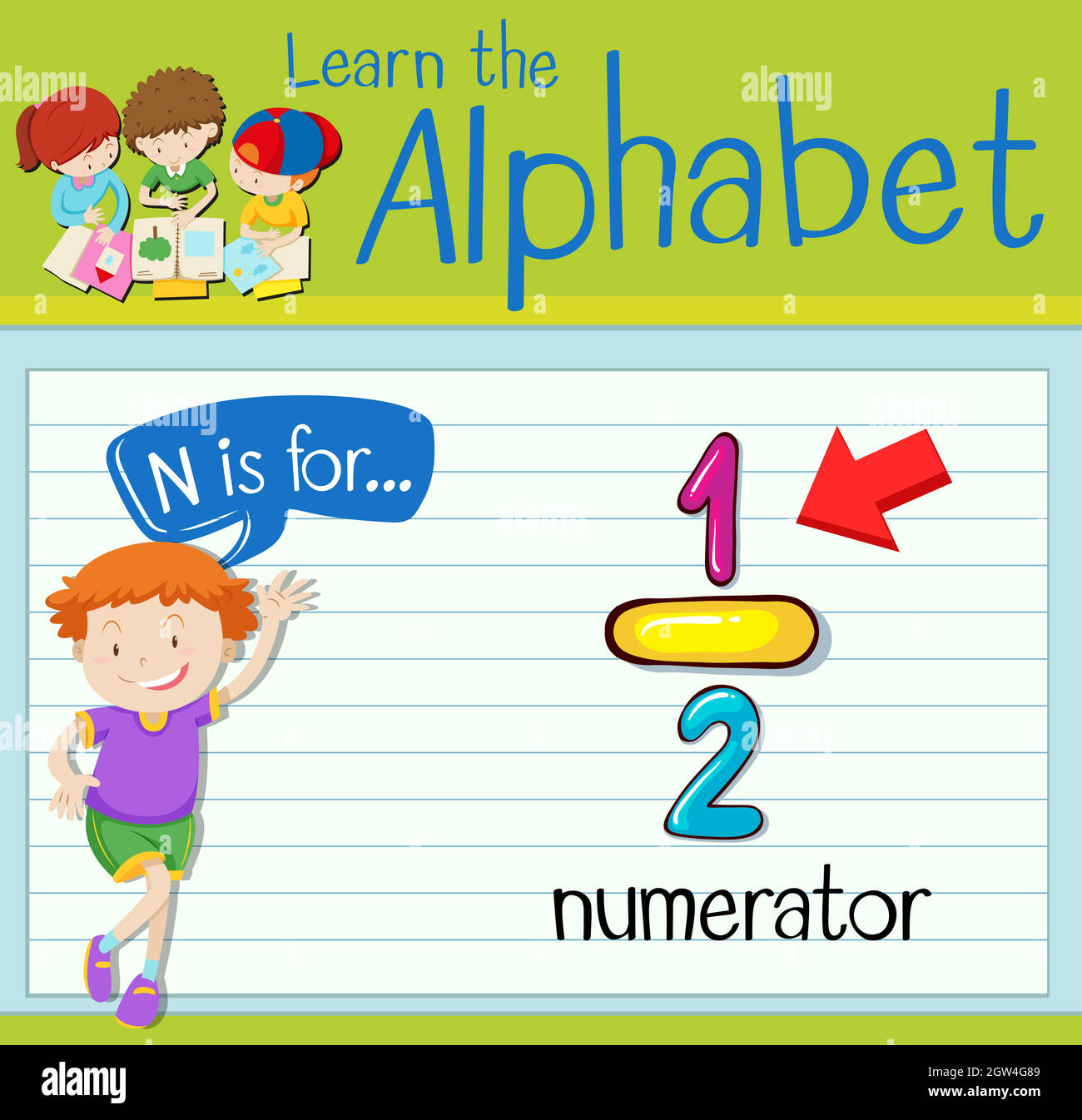 Flashcard letter N is for numerator Stock Vector Image & Art - Alamy