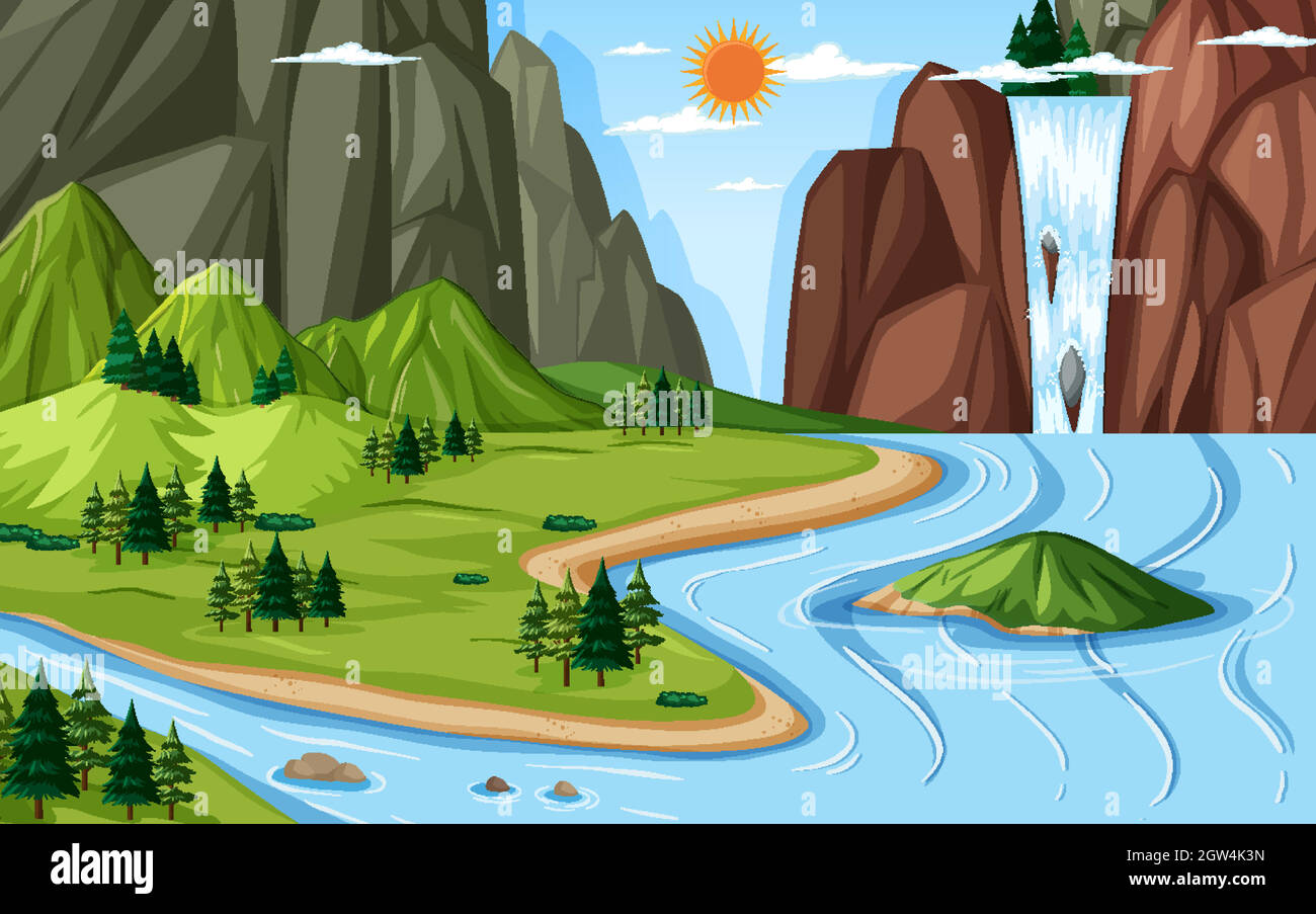 Land and water geography landscape Stock Vector Image & Art - Alamy
