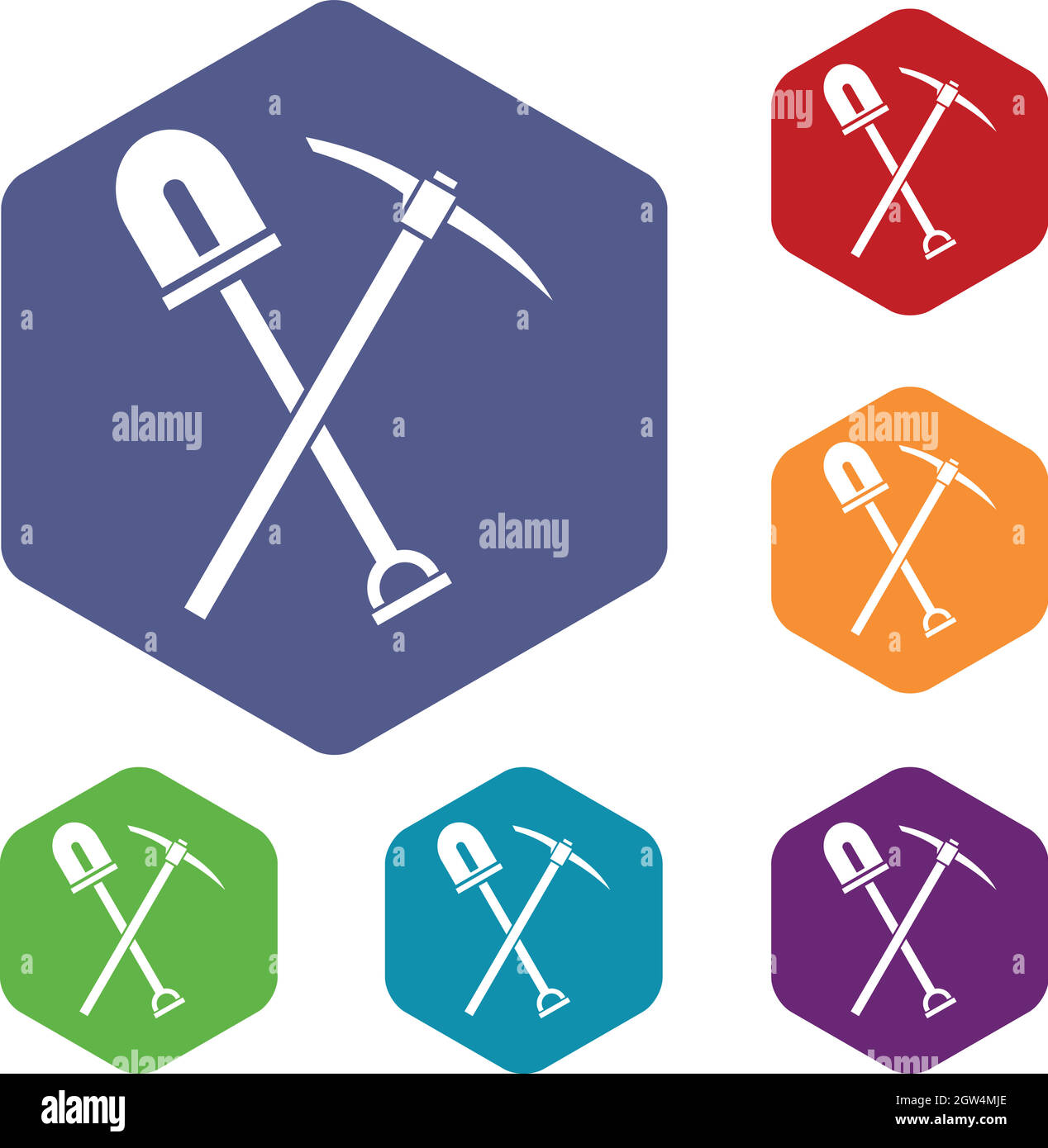 Shovel and pickaxe icons set Stock Vector Image & Art - Alamy
