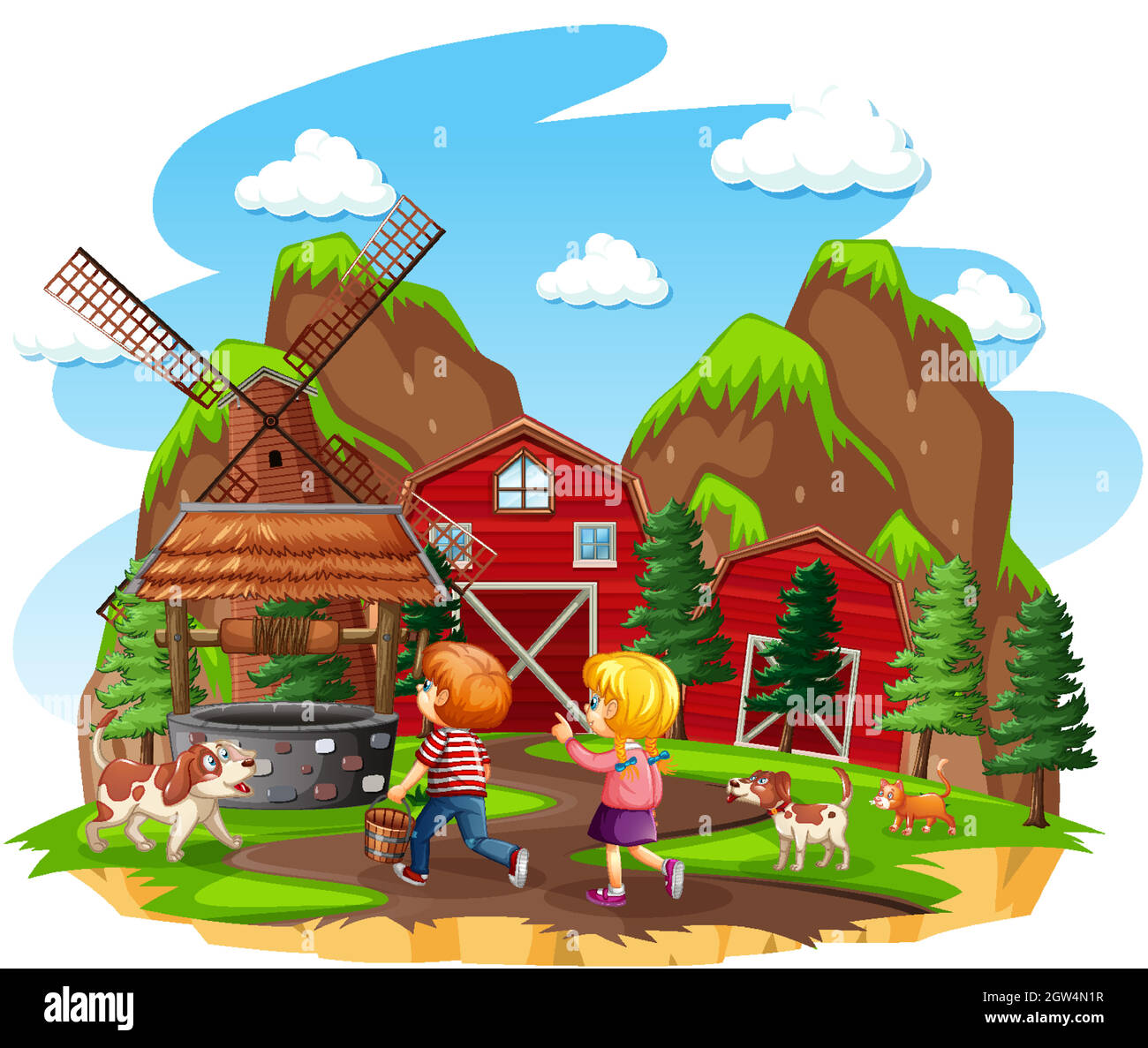 Windmill trees Cut Out Stock Images & Pictures - Alamy