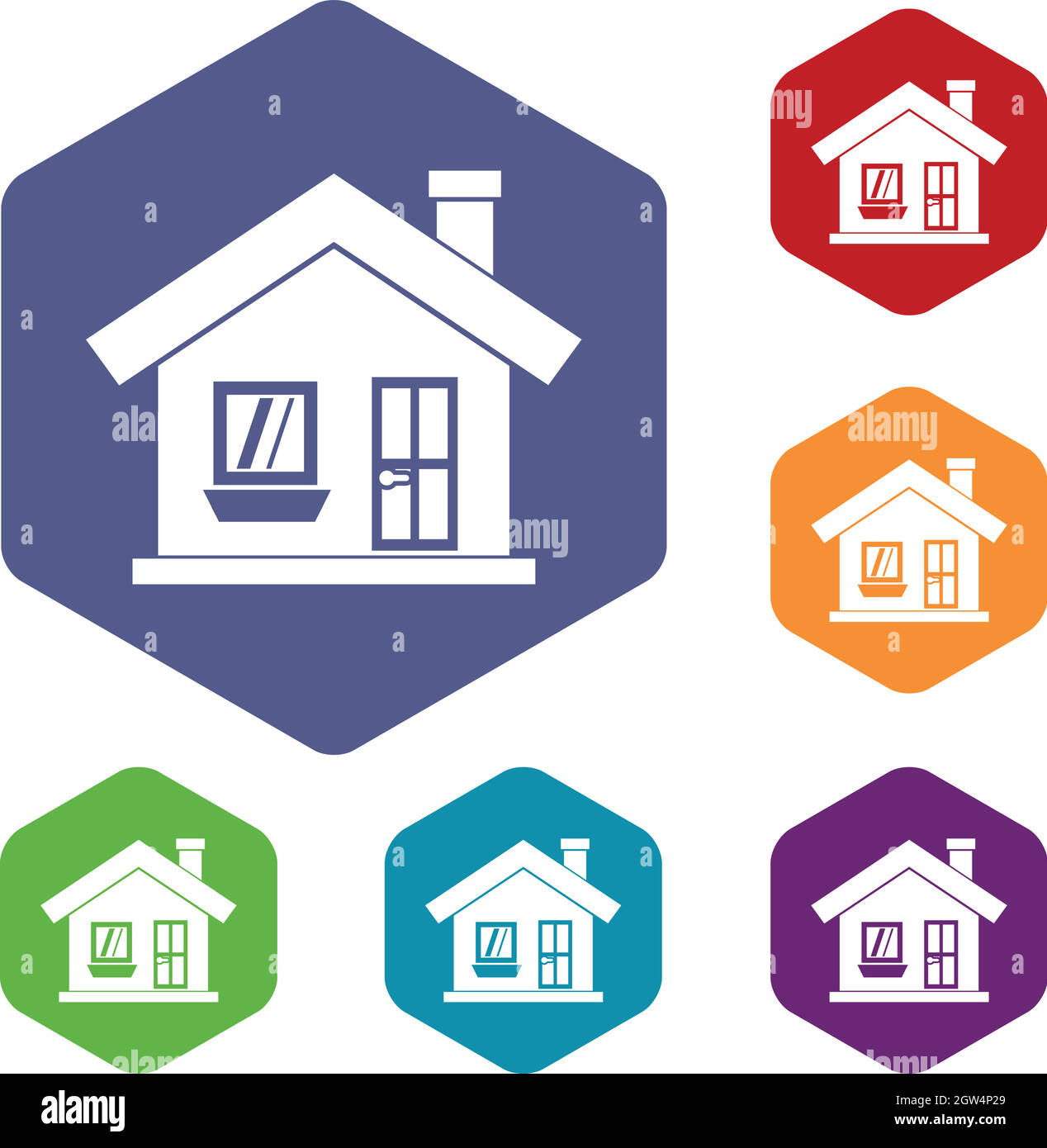 One-storey house with a chimney icons set Stock Vector Image & Art - Alamy