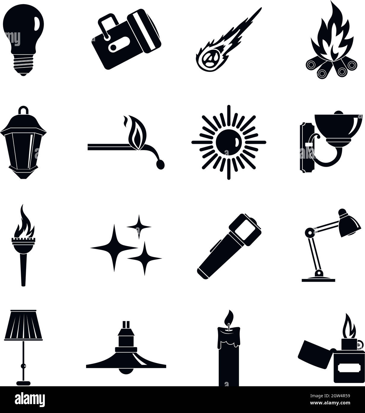 Light source symbols icons set, simple style Stock Vector Image & Art ...
