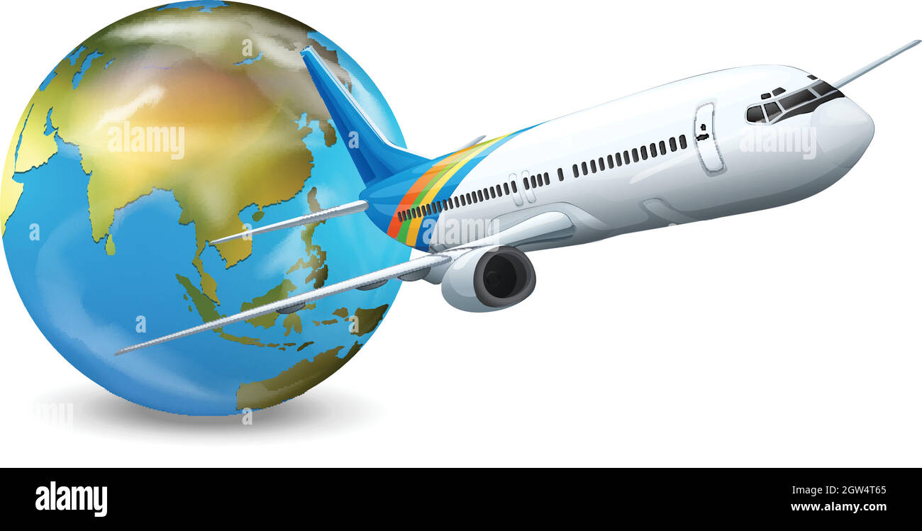 Earth globe and airplane Stock Vector Image & Art - Alamy