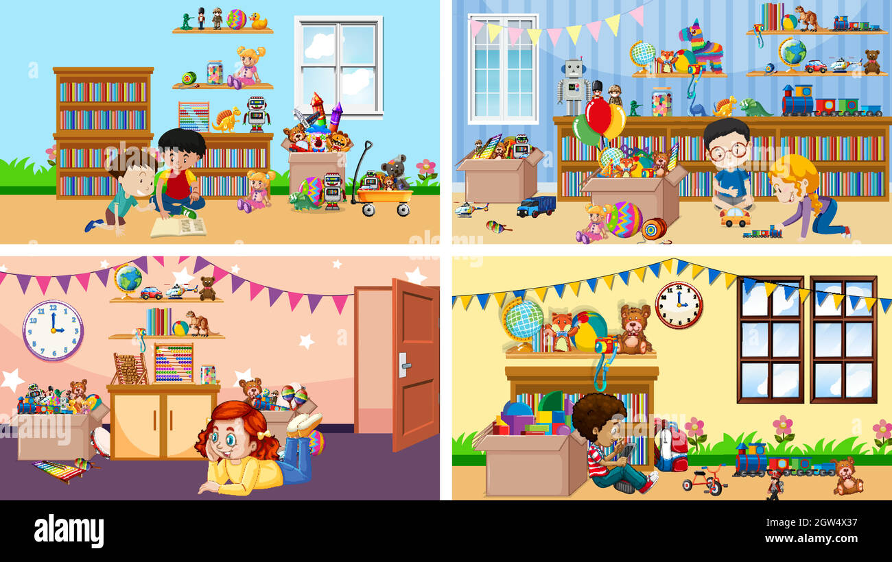 Classroom four children Stock Vector Images - Alamy