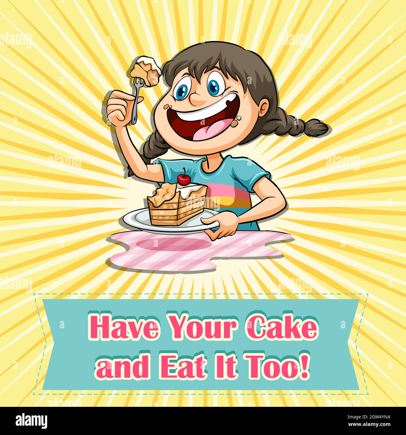 Girl eating a cake Stock Vector Image & Art - Alamy