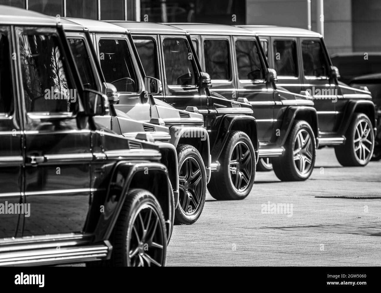 Cars Parked In Row Stock Photo - Alamy