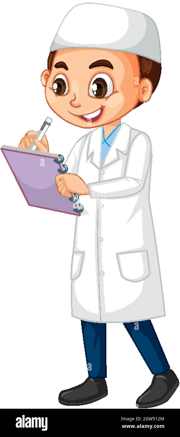 Muslim boy writing notes on isolated background Stock Vector Image ...