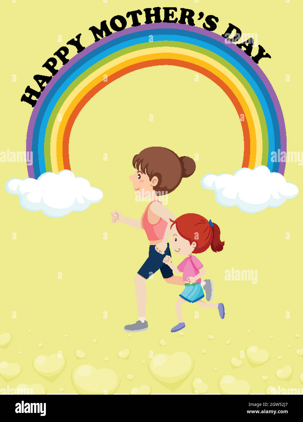 Happy mother day poster design with mom and kid Stock Vector Image ...