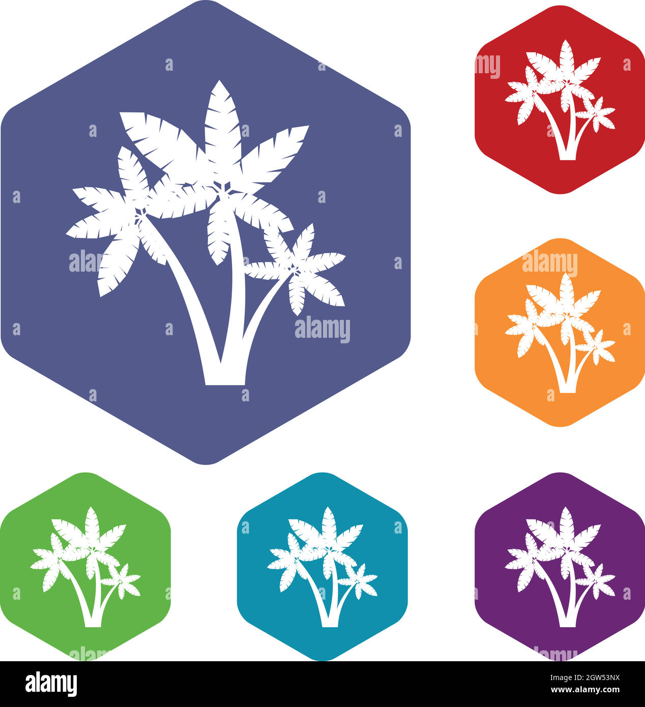 Three palm trees icons set Stock Vector Image & Art - Alamy