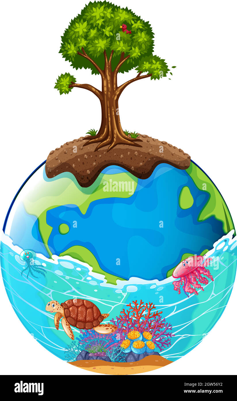 Tree and ocean on earth Stock Vector Image & Art - Alamy