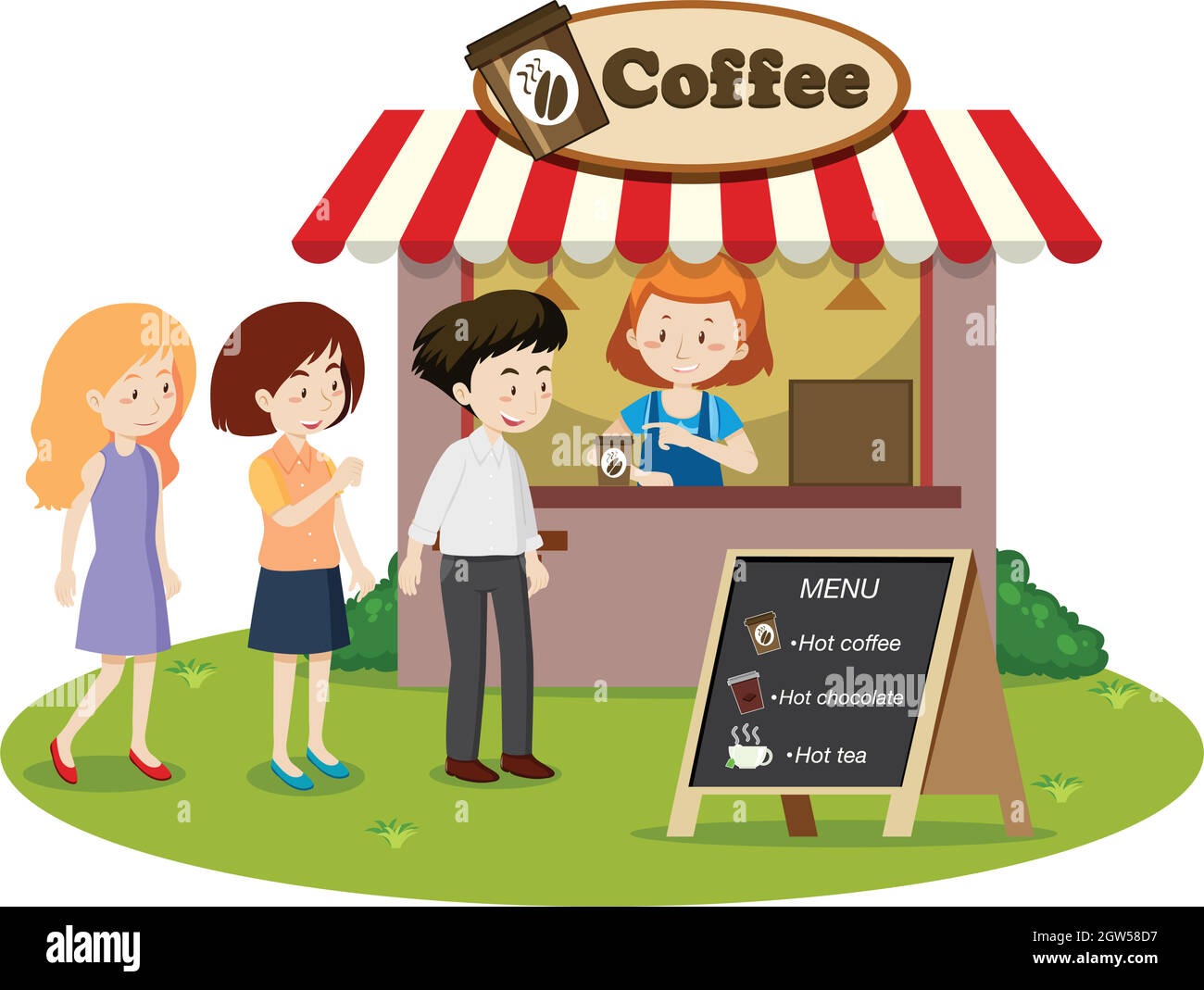 People waitin in line at the coffe stand Stock Vector Image & Art - Alamy