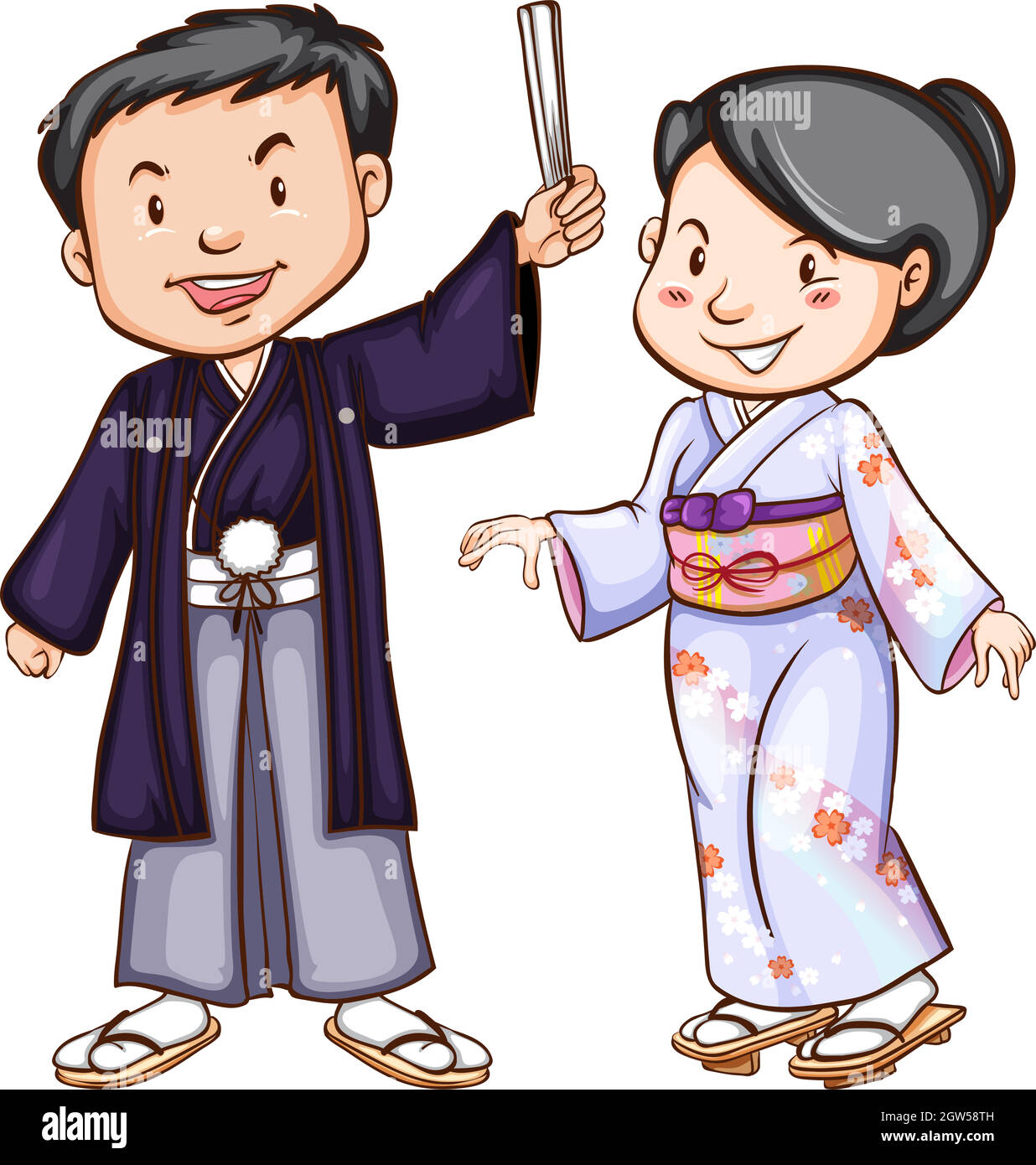 Male female wearing asian Stock Vector Images - Alamy