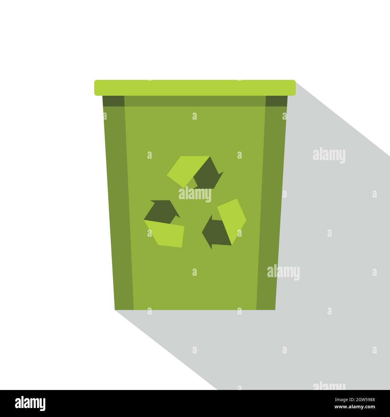 Green bin with recycle symbol icon, flat style Stock Vector Image & Art ...