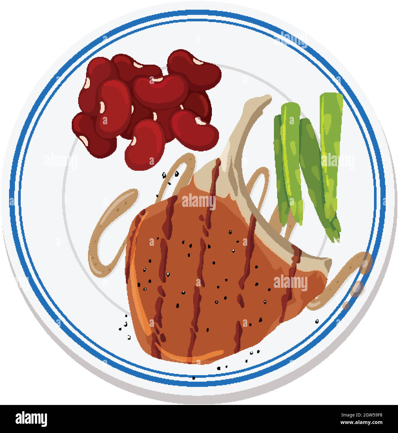 Aerial view of food on plate Stock Vector Image & Art - Alamy