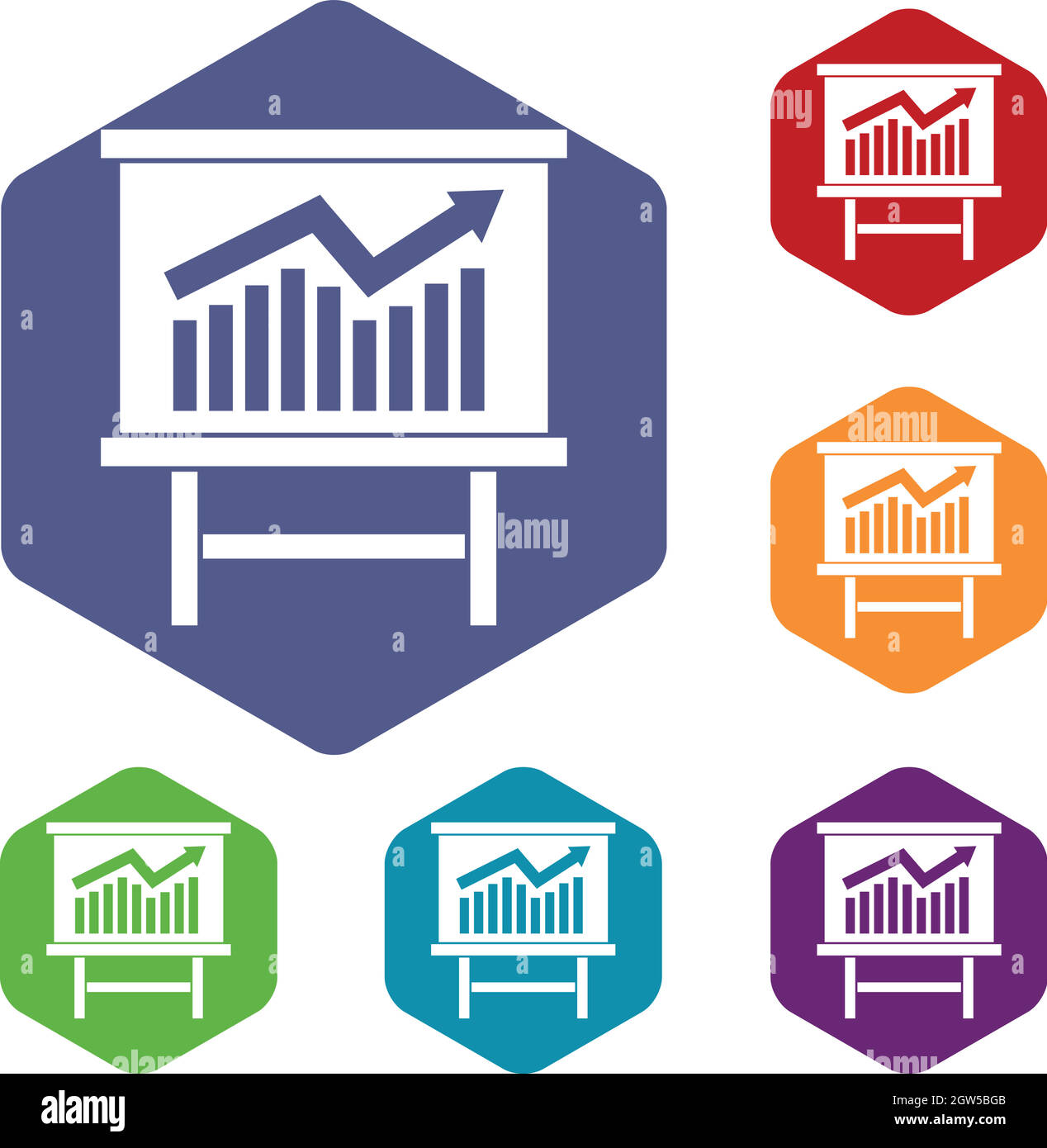 Growing chart presentation icons set Stock Vector Image & Art - Alamy