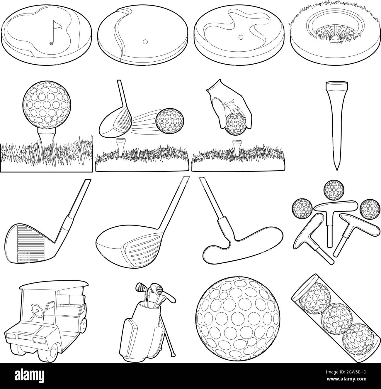 Golf items icons set, outline style Stock Vector Image & Art - Alamy