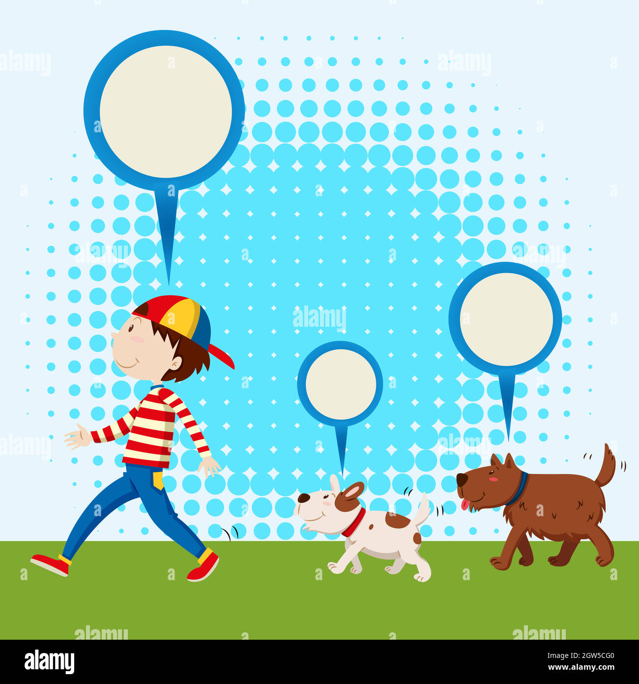 Two dogs following the man Stock Vector Image & Art - Alamy