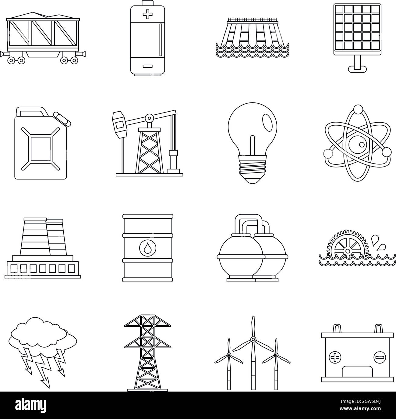 Energy sources items icons set, outline style Stock Vector Image & Art ...