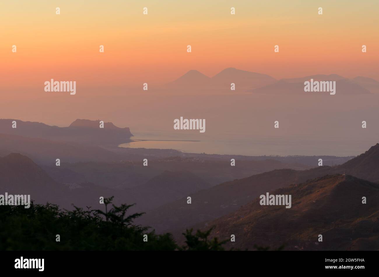 Sunset Above Rocca Salvatesta And Eolian Island On The Background Stock ...