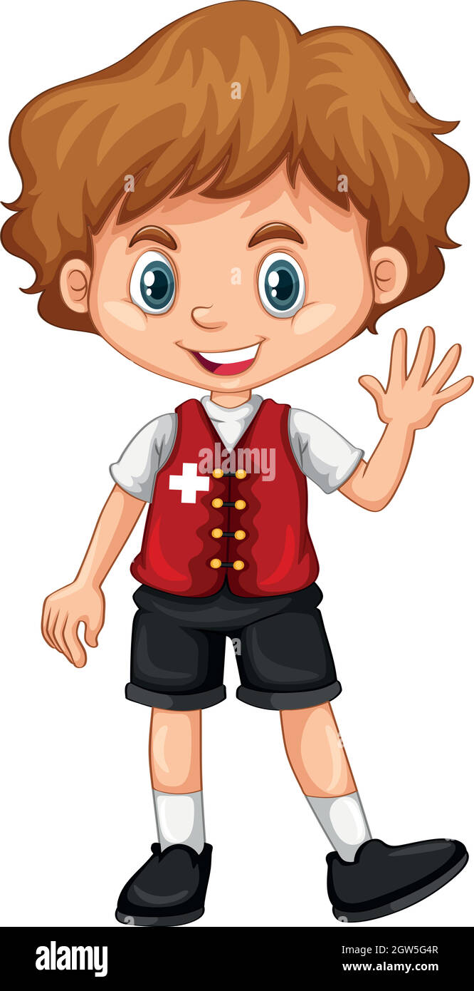 Switzerland boy waving hello Stock Vector Image & Art - Alamy