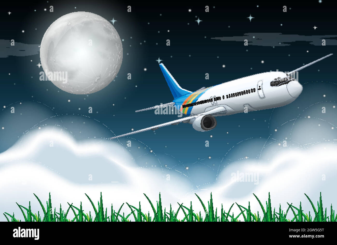 Cartoon flying clouds in night hi-res stock photography and images - Alamy