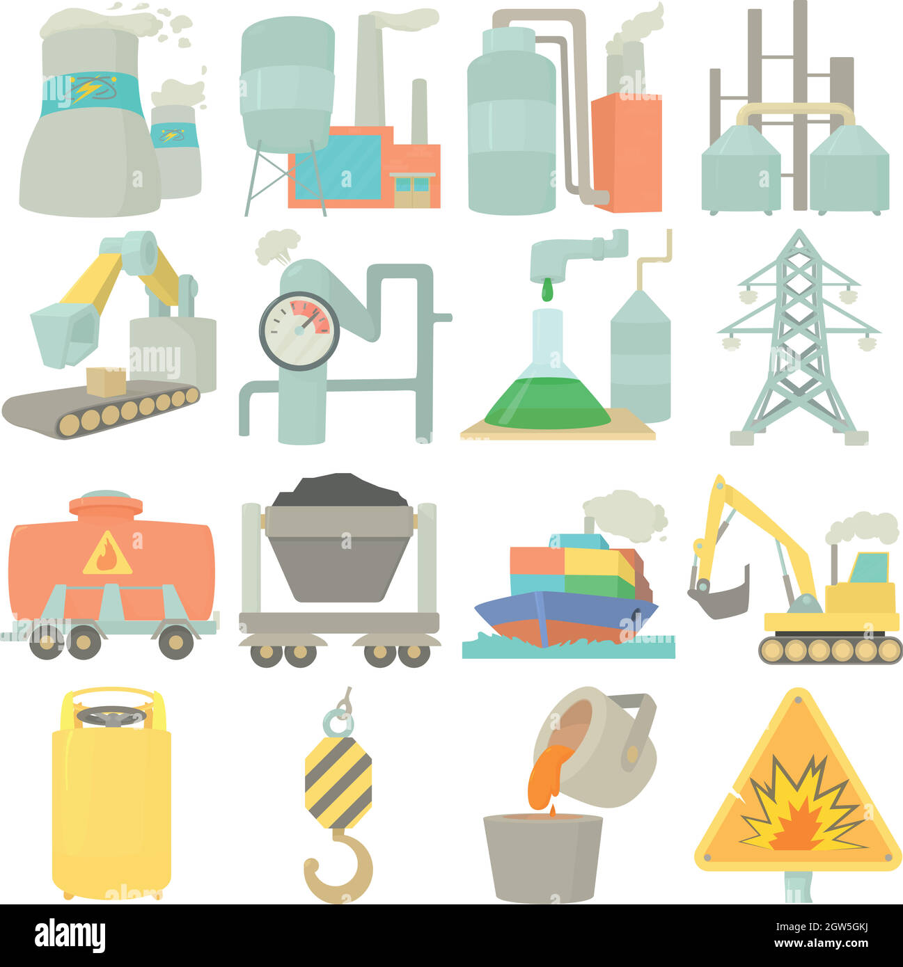 Industrial symbols icons set, cartoon style Stock Vector Image & Art ...