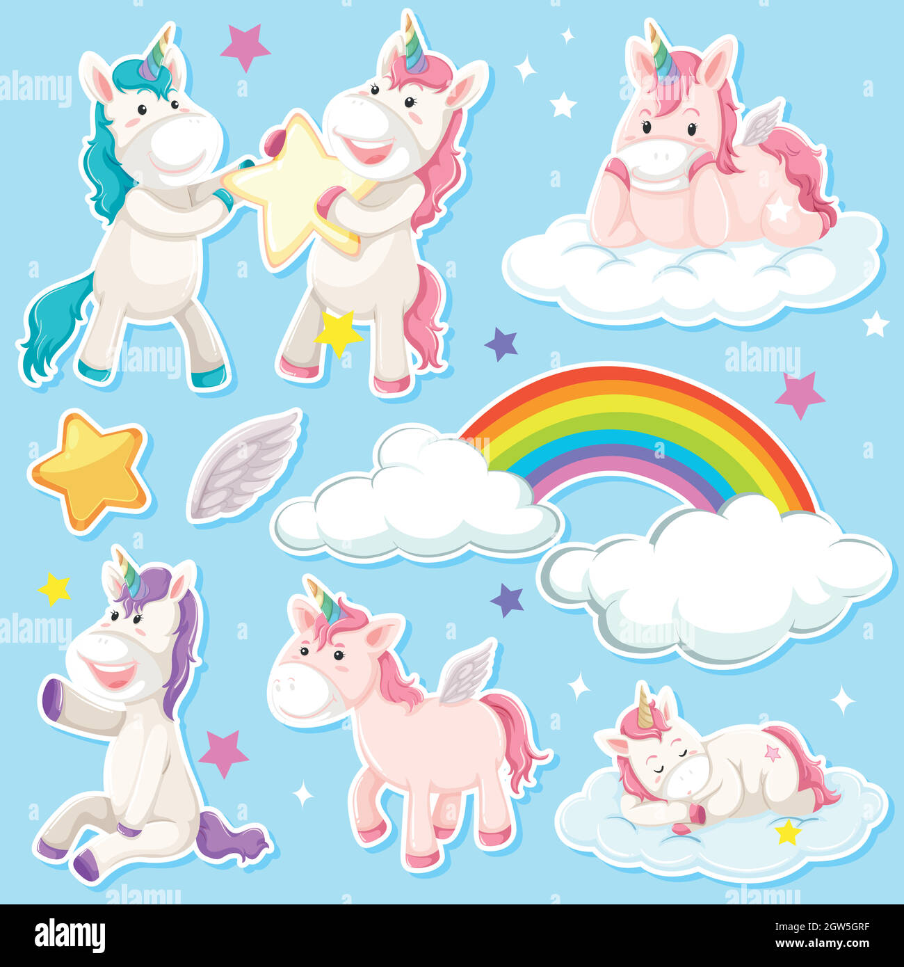 Set of unicorn sticker Stock Vector Image & Art - Alamy