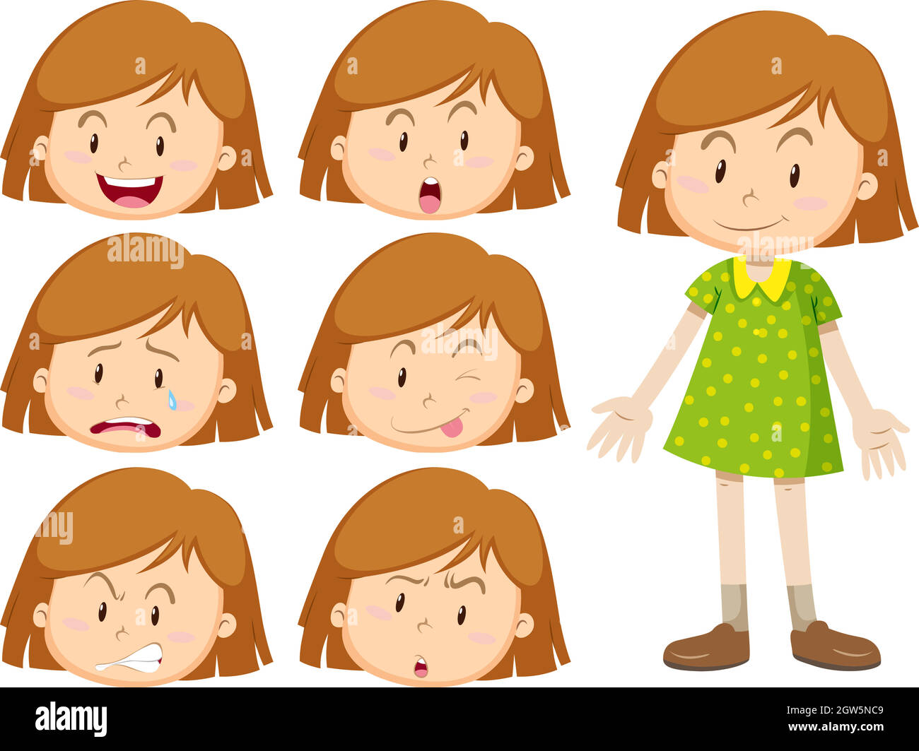 Little girl with many facial expressions Stock Vector Image & Art - Alamy