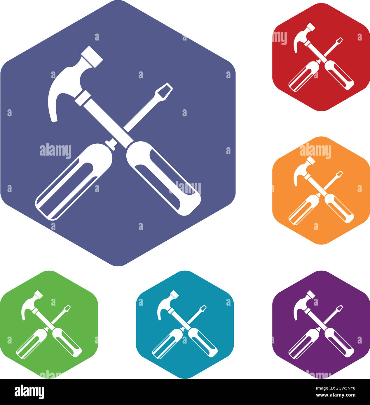 Hammer and screwdriver icons set Stock Vector Image & Art - Alamy