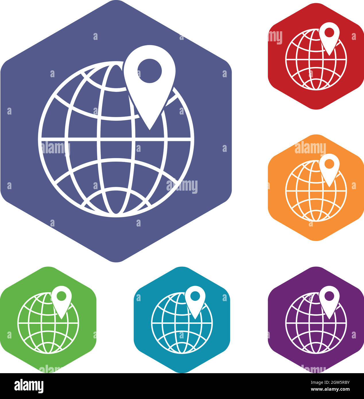 Globe with pin icons set Stock Vector Image & Art - Alamy