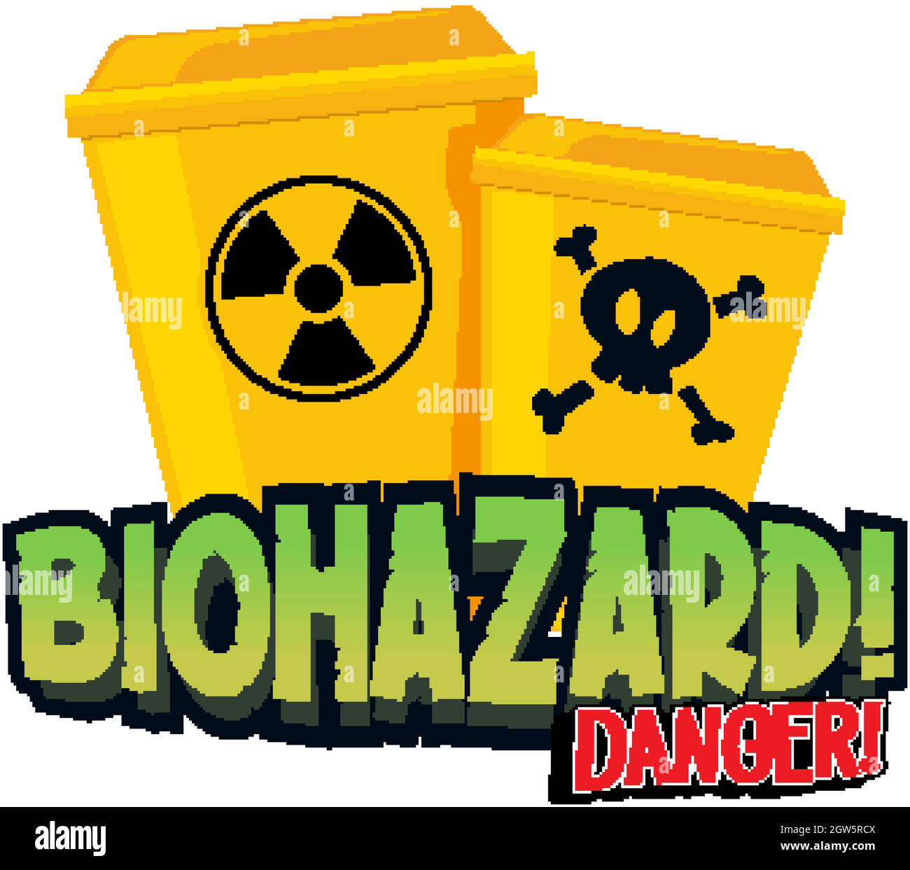 Font design for word biohazard with yellow trashcans Stock Vector Image ...