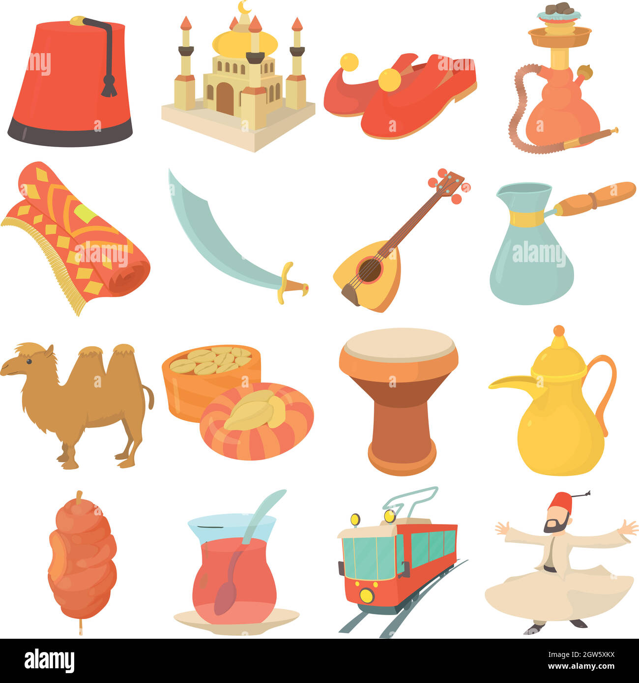 Turkey travel symbols icons set, cartoon style Stock Vector Image & Art ...
