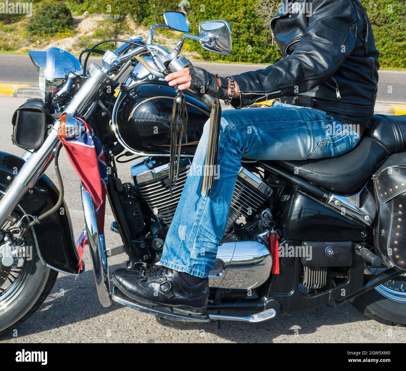 Denim leather motorcycle jacket hi-res stock photography and images - Alamy