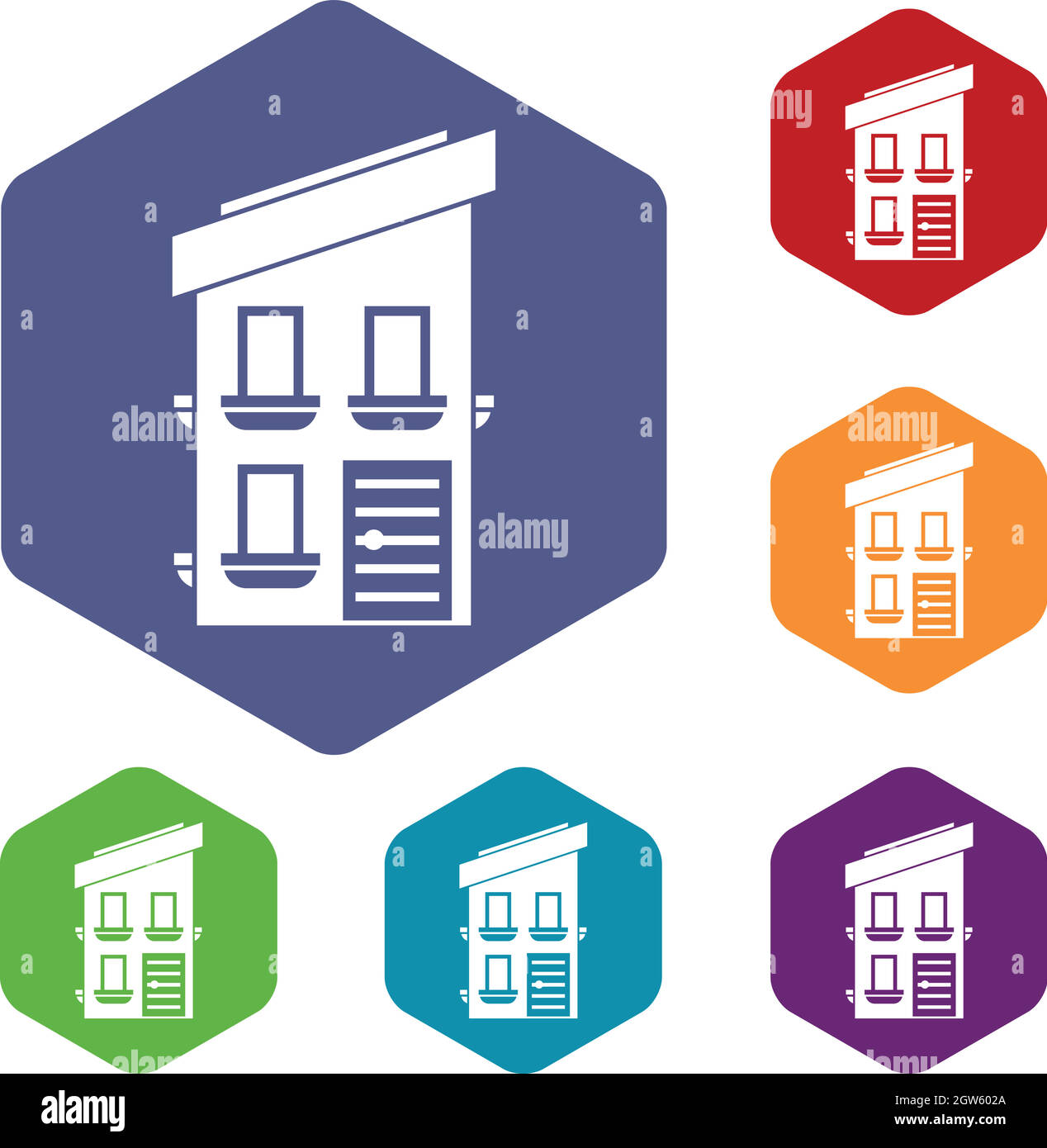 Two-storey house icons set Stock Vector Image & Art - Alamy