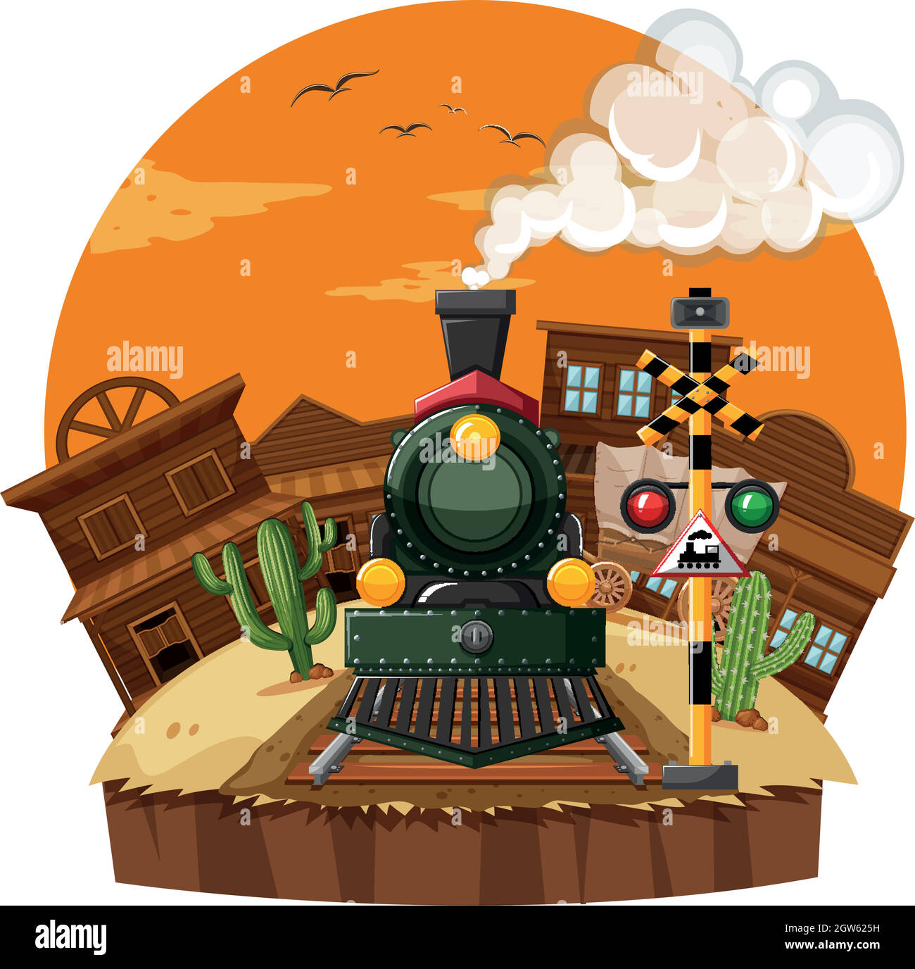 Train In Town Stock Vector Images - Alamy