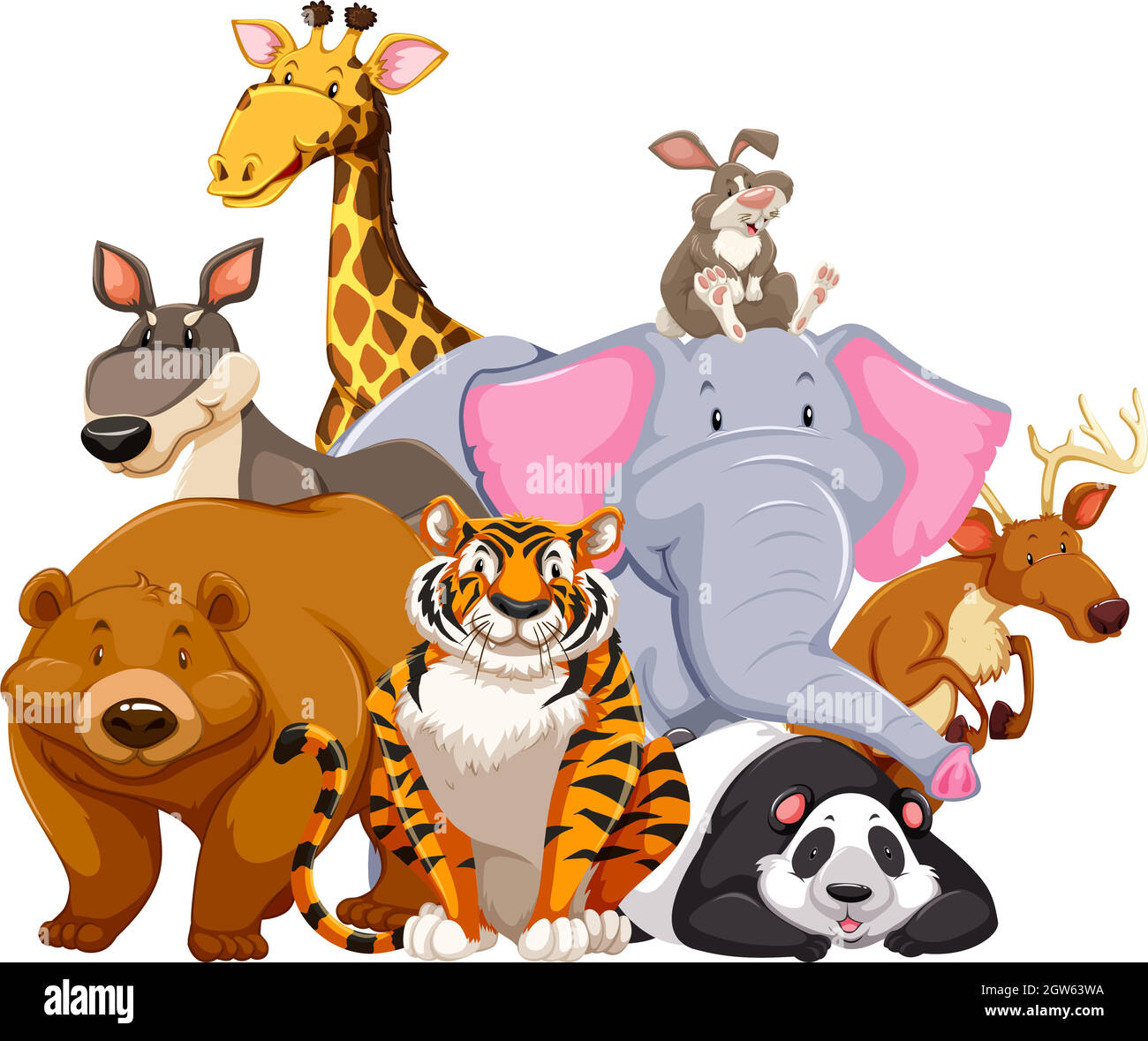 Animals characters on white Stock Vector Image & Art - Alamy