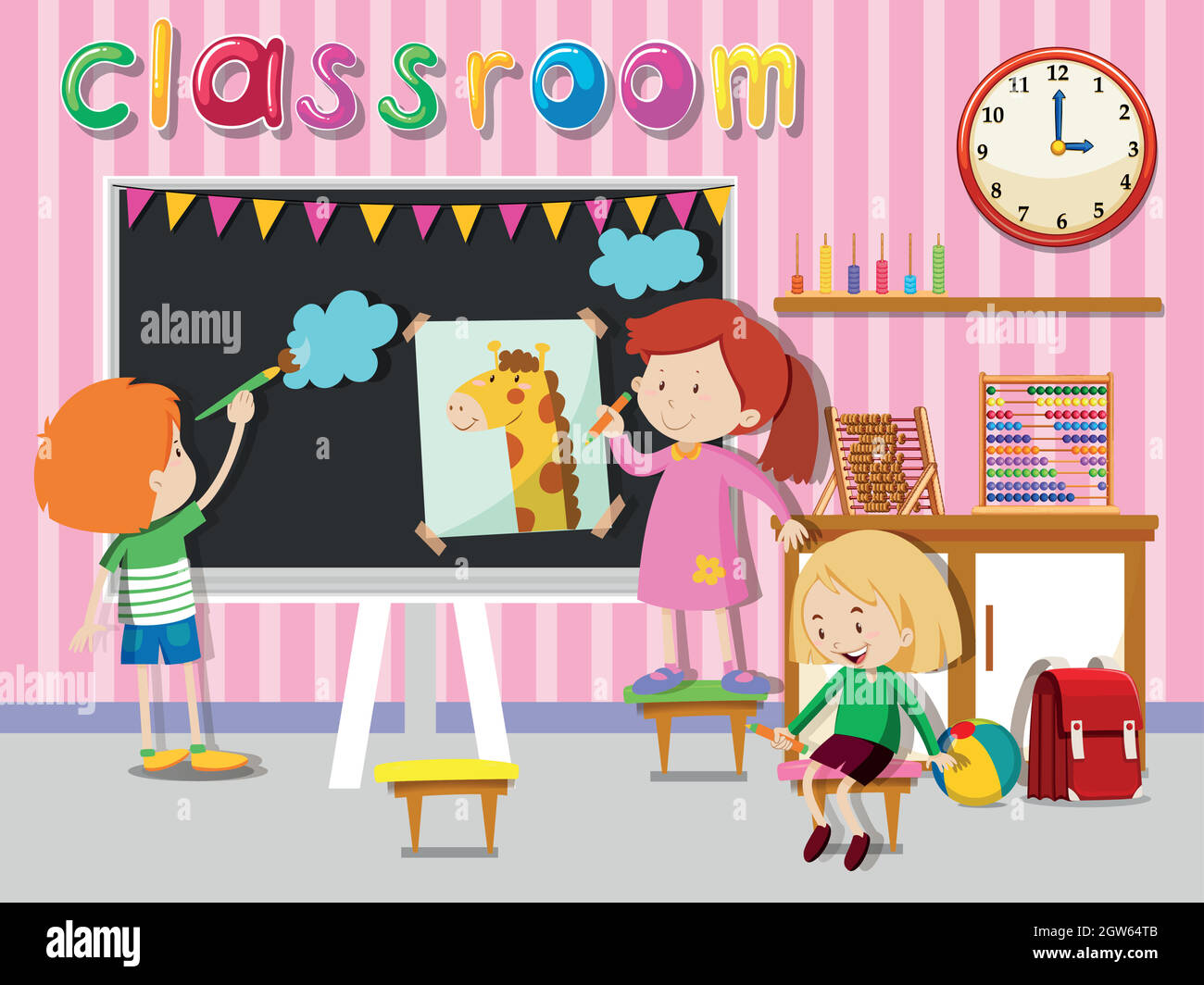 Children school art painting Stock Vector Images - Alamy