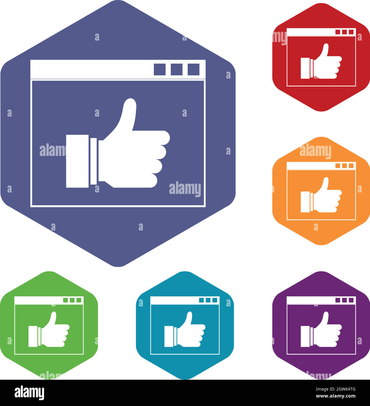 Hand with thumb up in browser icons set Stock Vector Image & Art - Alamy